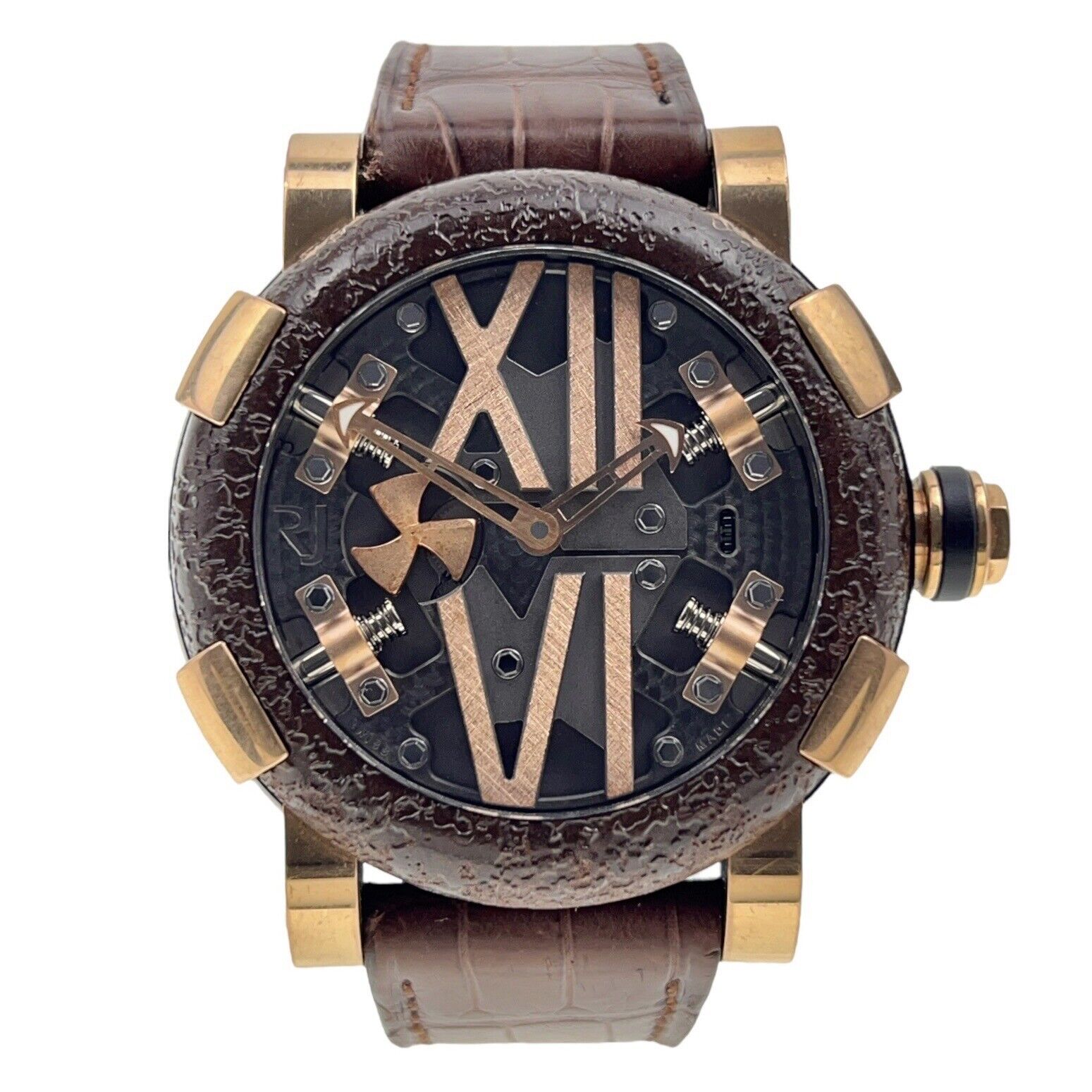 Romaine Jerome Steampunk Automatic 50mm Black Dial 18k Rose Gold And S – Birmingham Luxury Watches