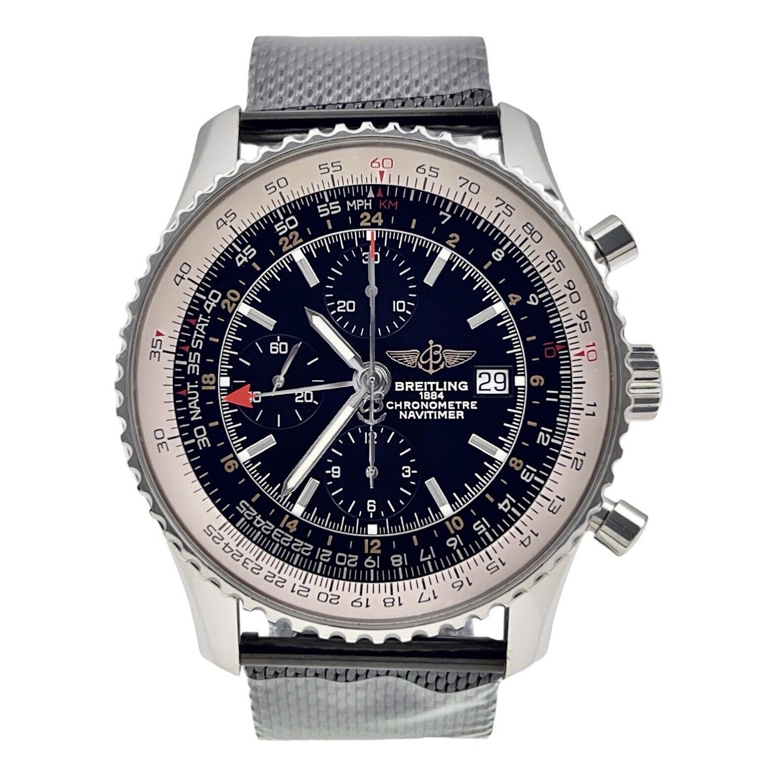 Breitling Navitimer World Steel Black 46mm Automatic Men’s Watch A2432 ...