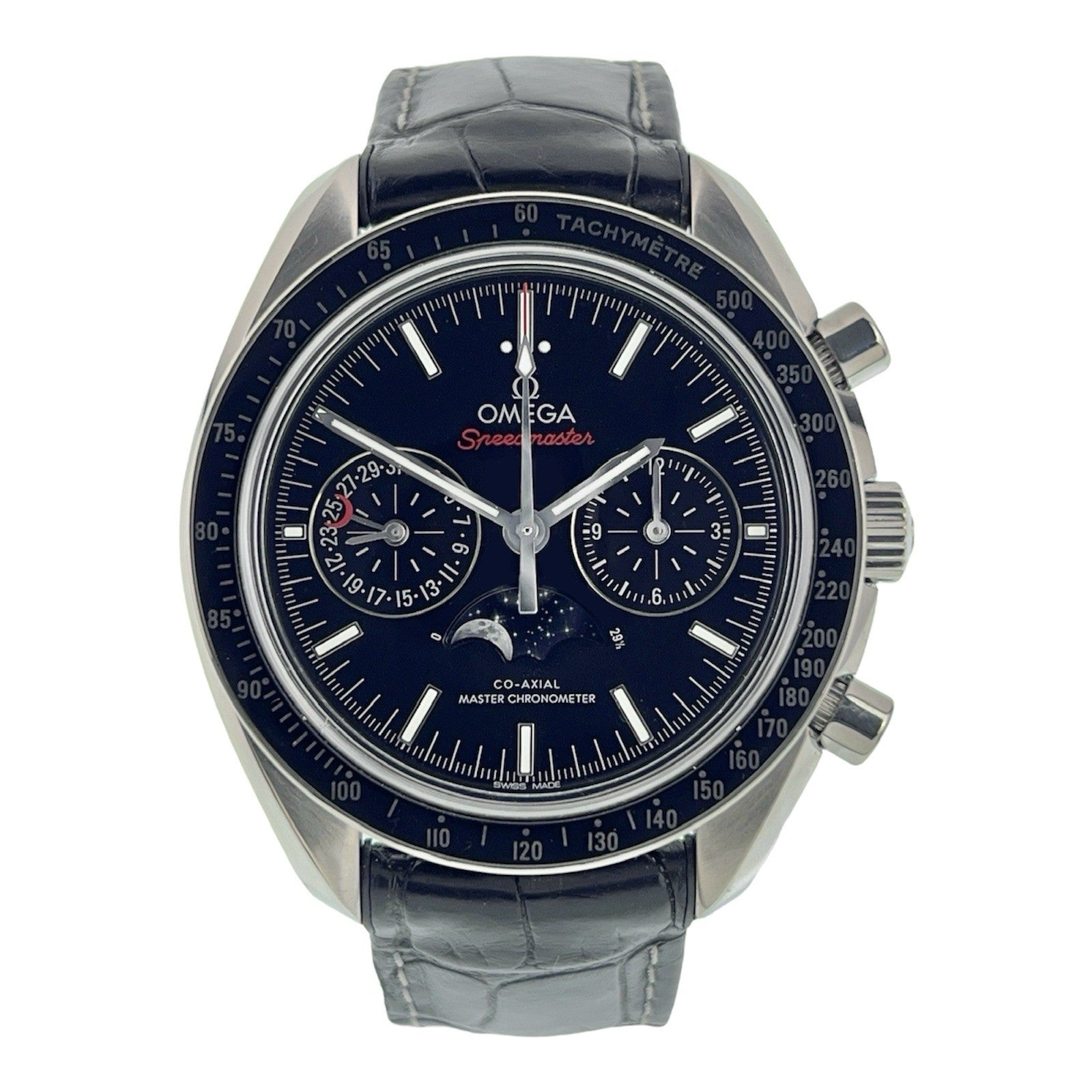 2017 Omega Speedmaster Moonphase Black 304.33.44.52.01.001 44.25mm Lea ...