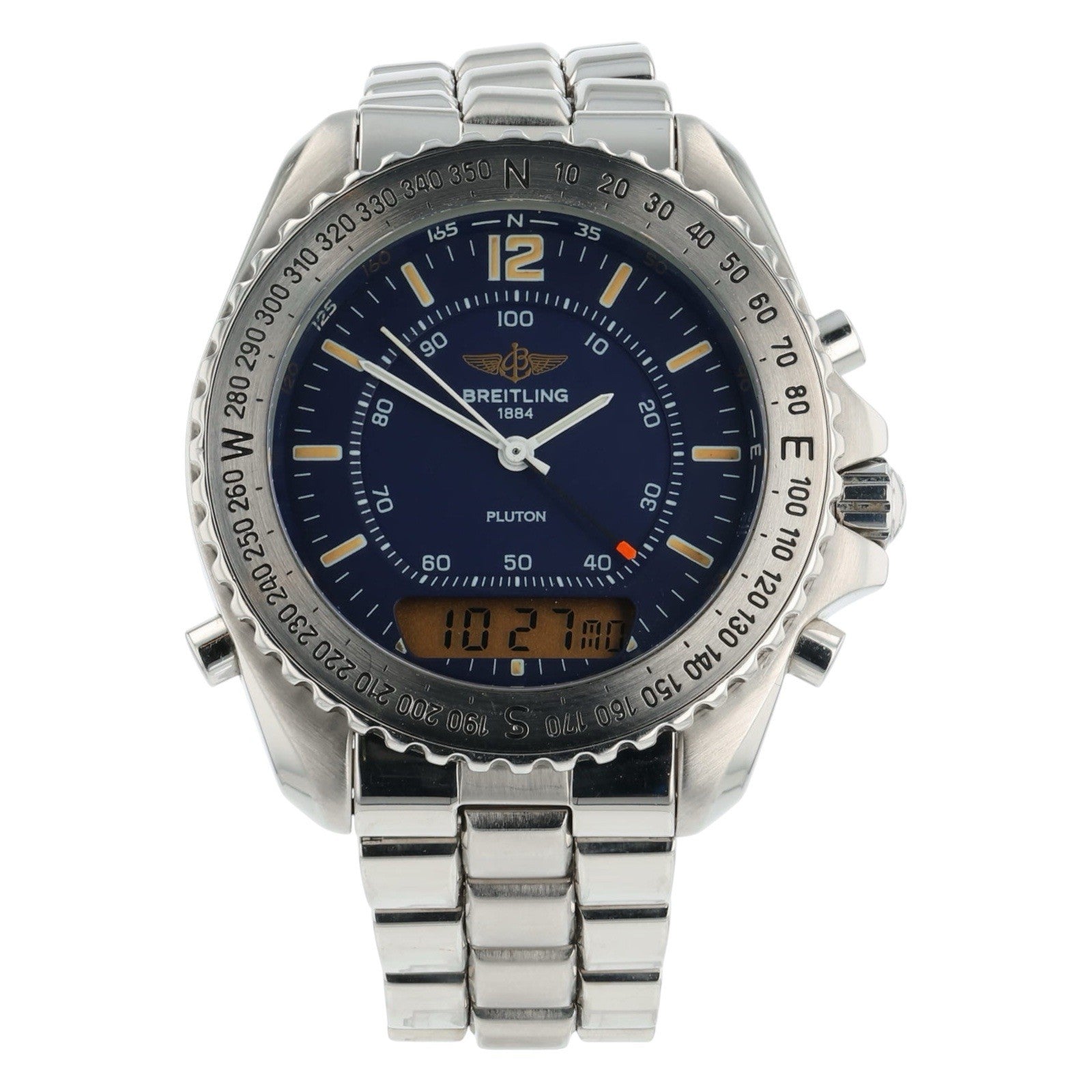 Breitling Pluton Chrono Blue Dial Stainless 41mm Quartz Men’s Watch A5 ...