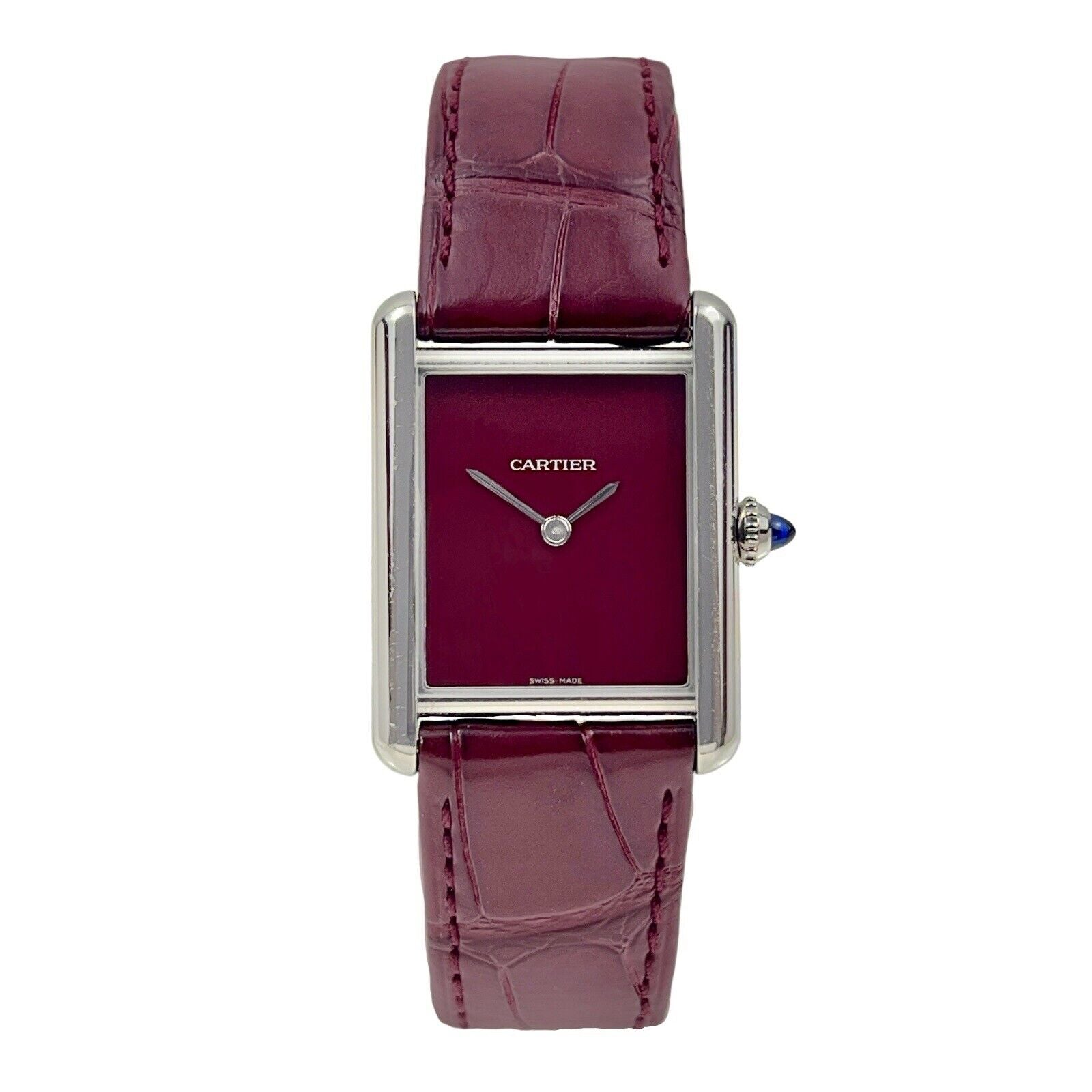 Cartier Tank Stainless Steel Red Quartz Men’s Watch WSTA0054 - Box/Pap ...