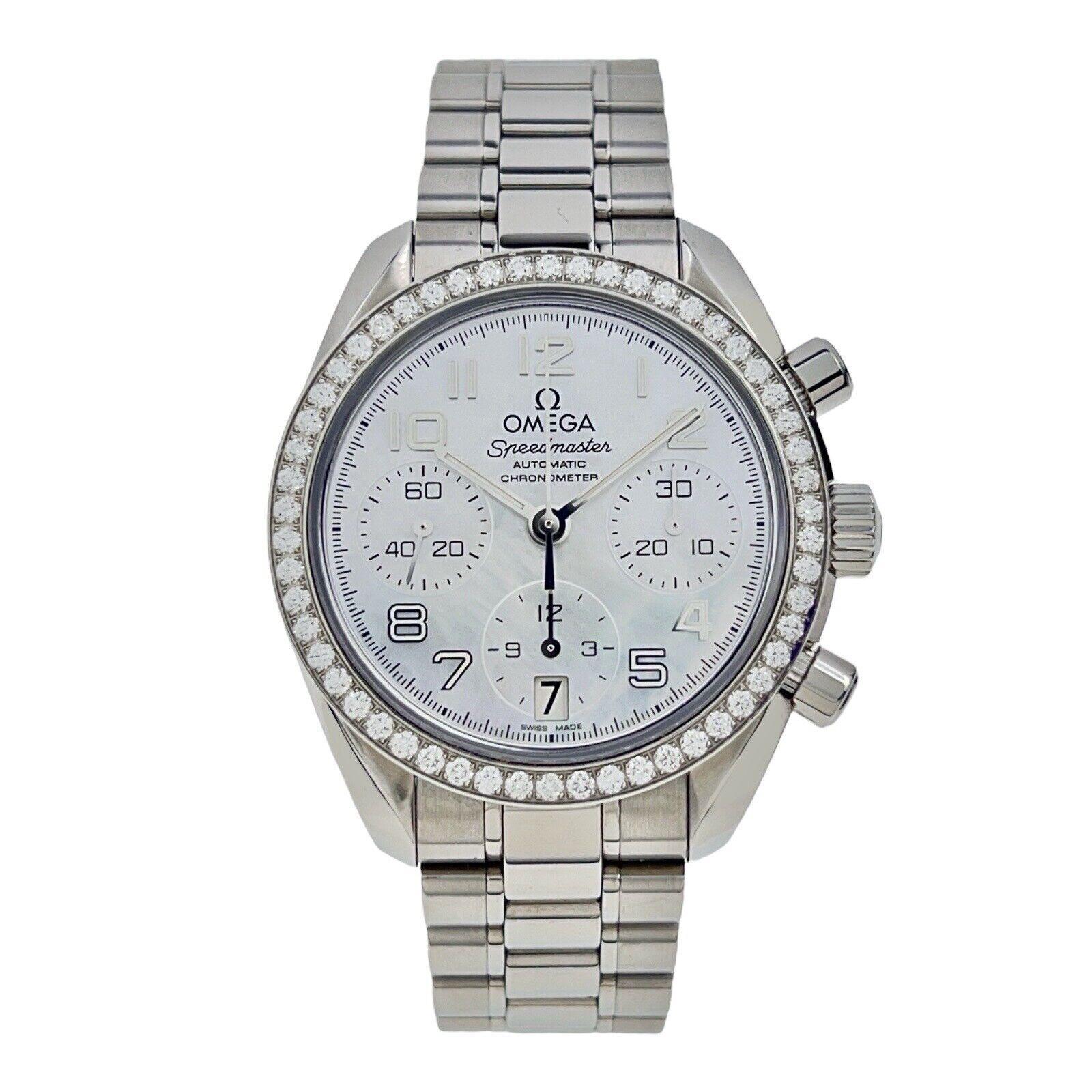 Omega Speedmaster Chronograph Factory Diamonds MOP 38mm Automatic Men ...