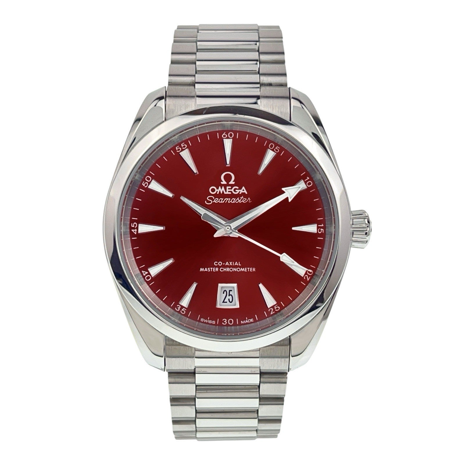Omega Seamaster Stainless Steel Red Dial 38mm Automatic Mens 220.10.38 ...