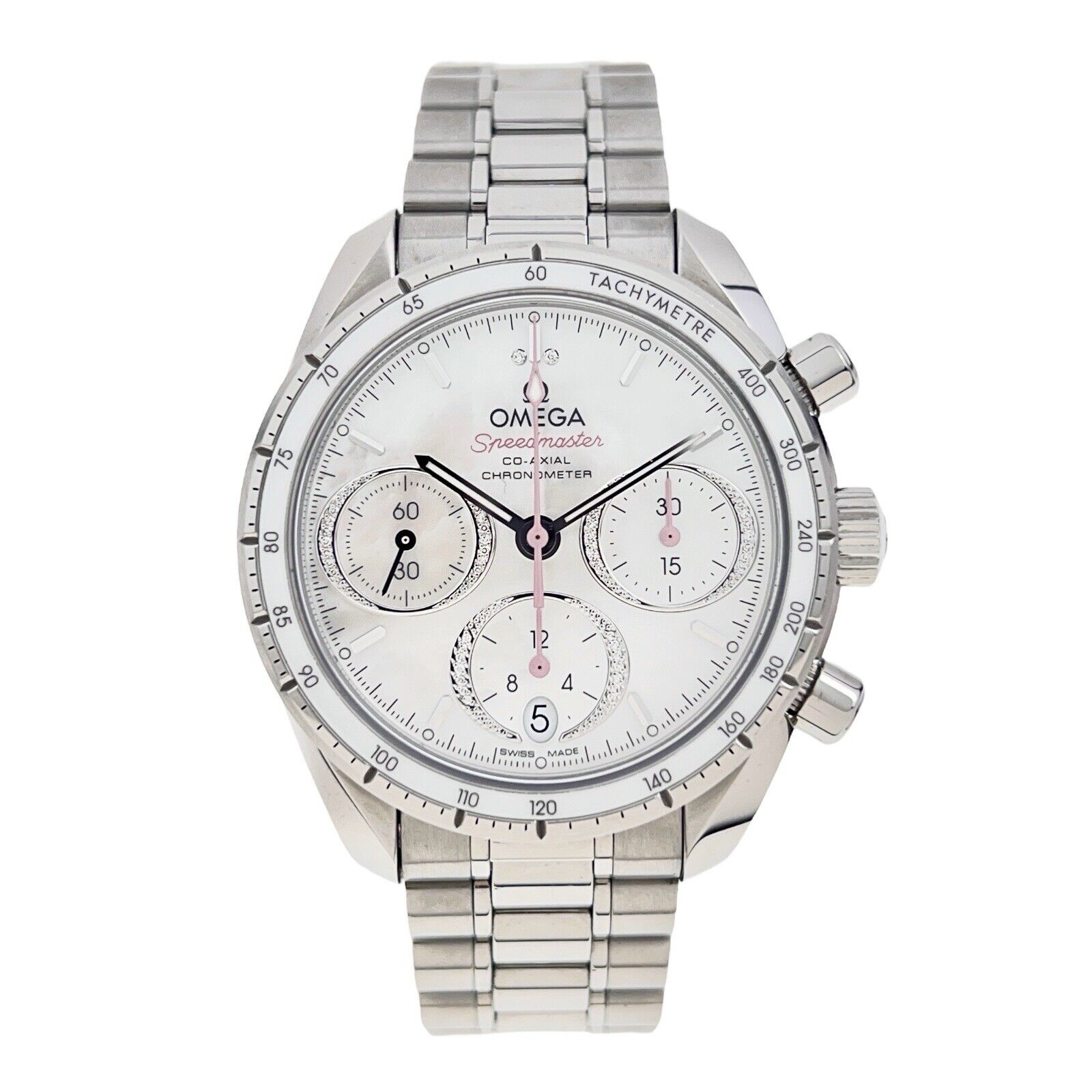 Omega Speedmaster Steel 38mm Diamond Automatic Unisex Watch 324.30.38 ...