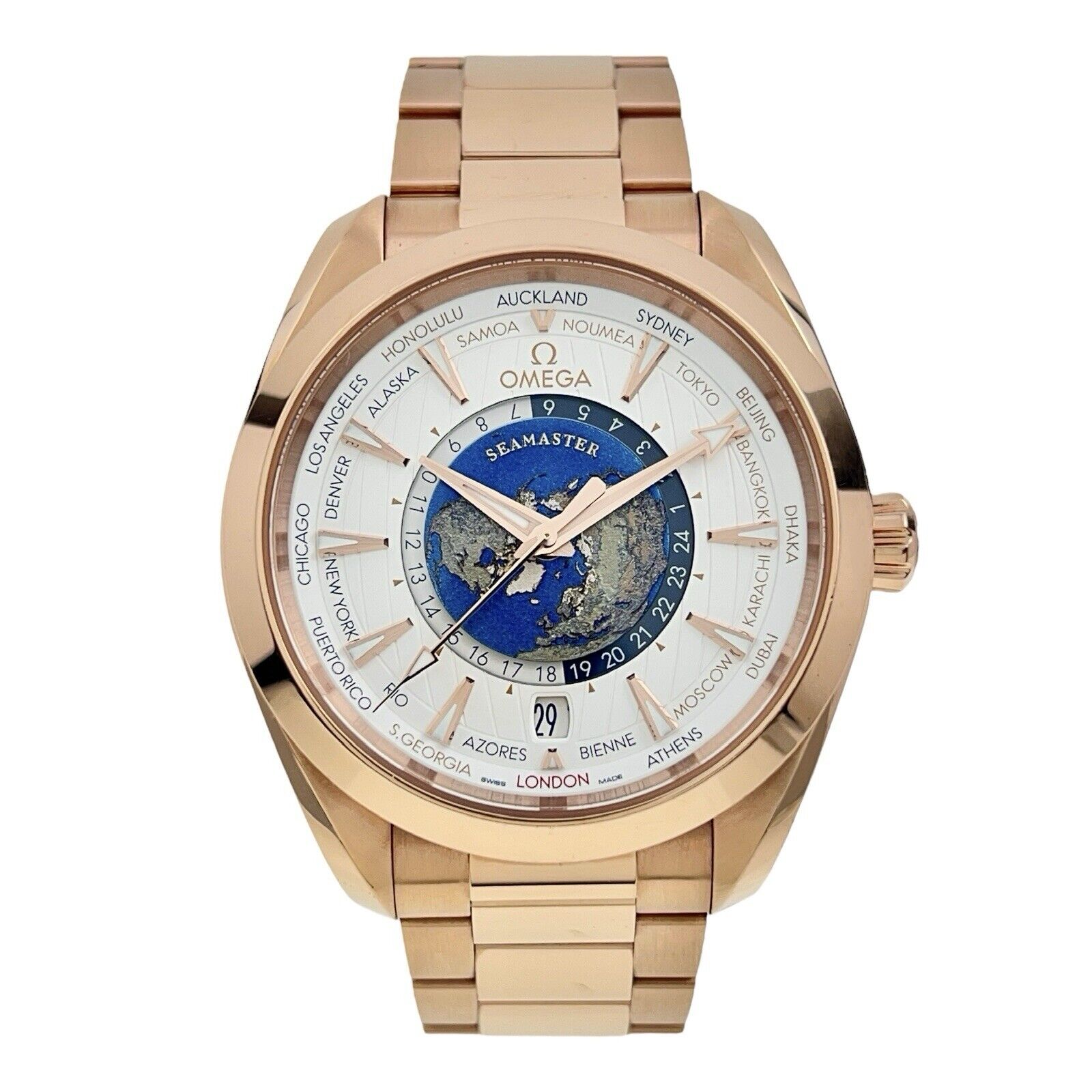 Omega Seamaster Aqua Terra Worldtimer 18k Rose Gold 43mm Automatic Men ...