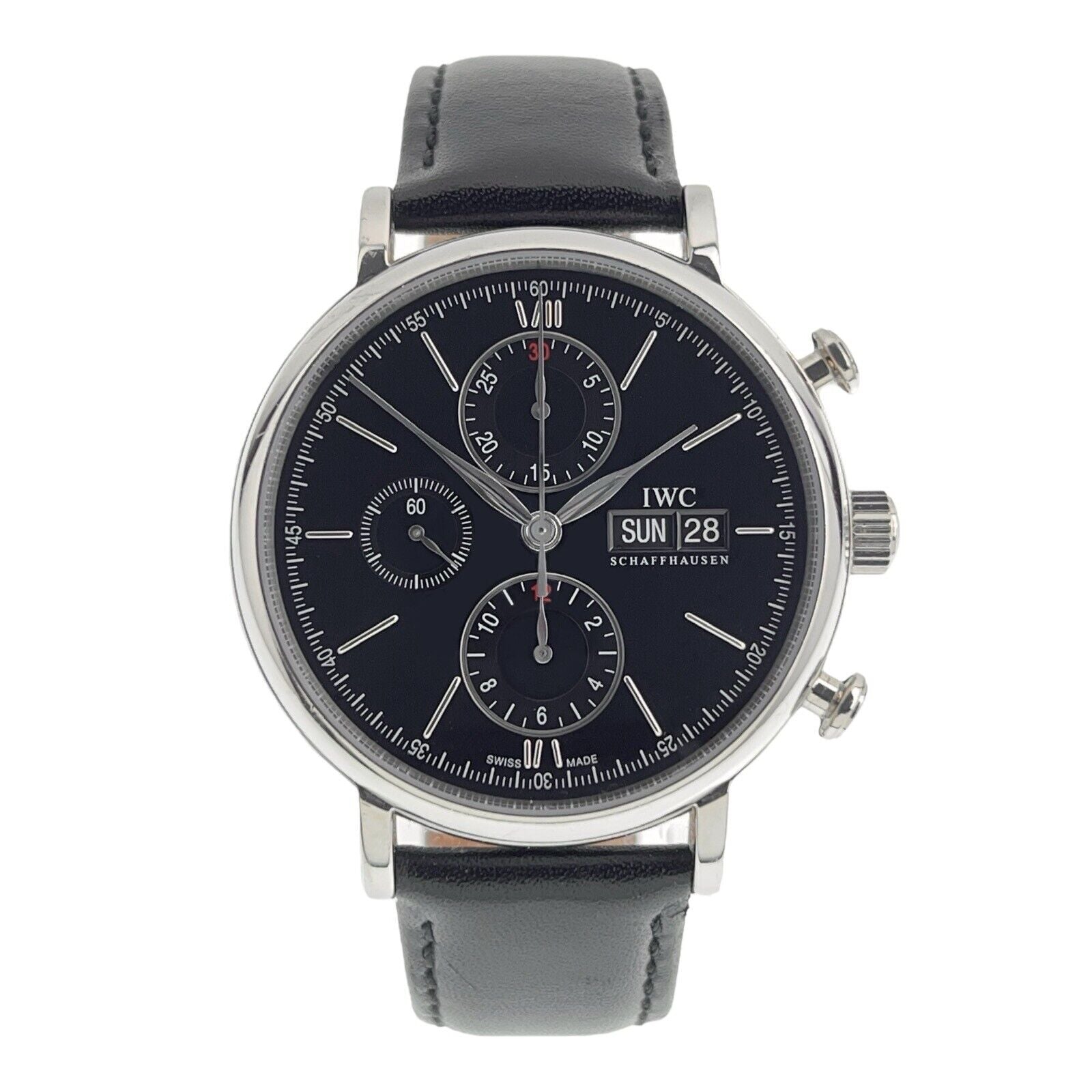 IWC Portofino Chronograph Steel Black Dial 42mm Automatic Watch IW3910 ...
