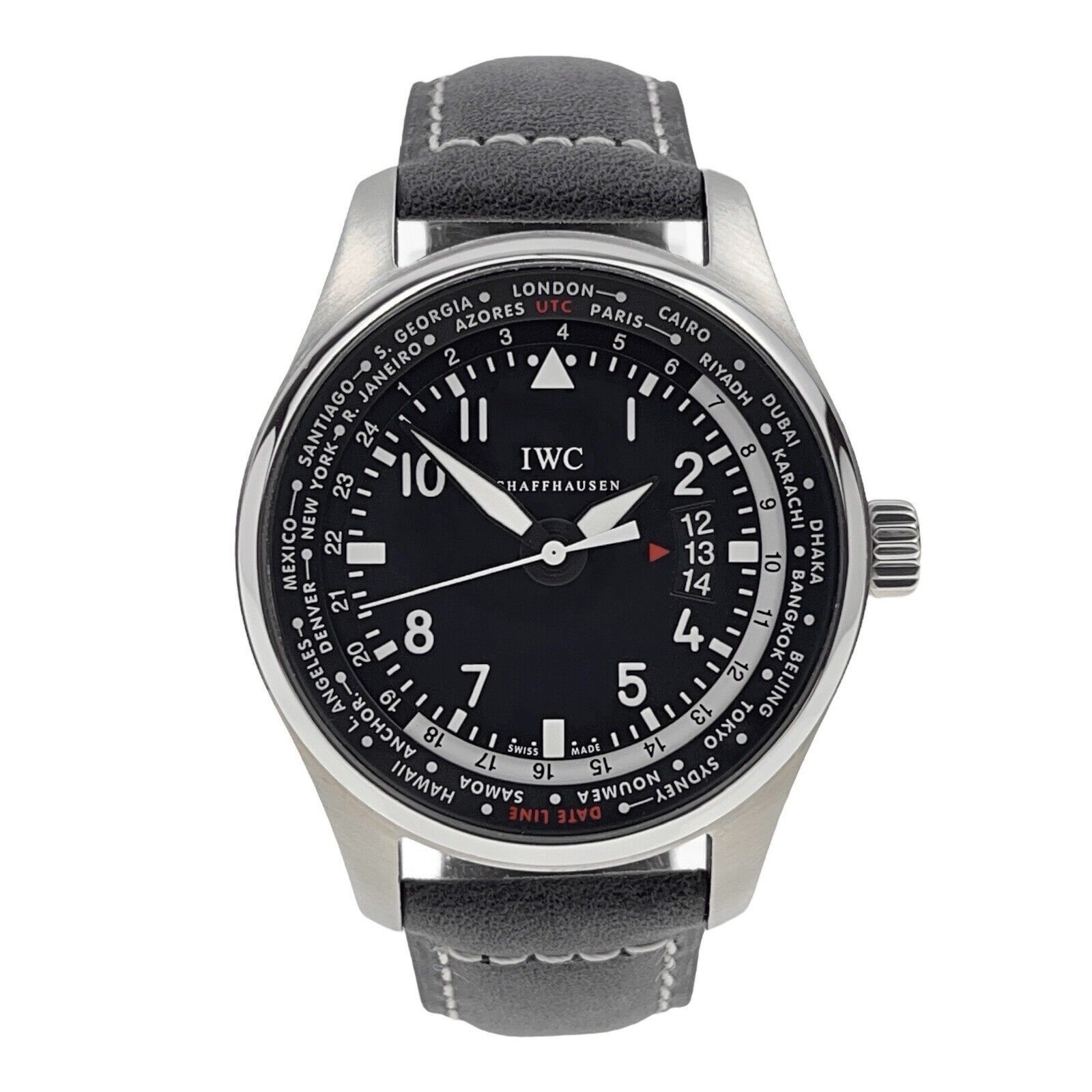 IWC Pilot Worldtimer Automatic 45mm Black Dial IW326201 Stainless Stee ...