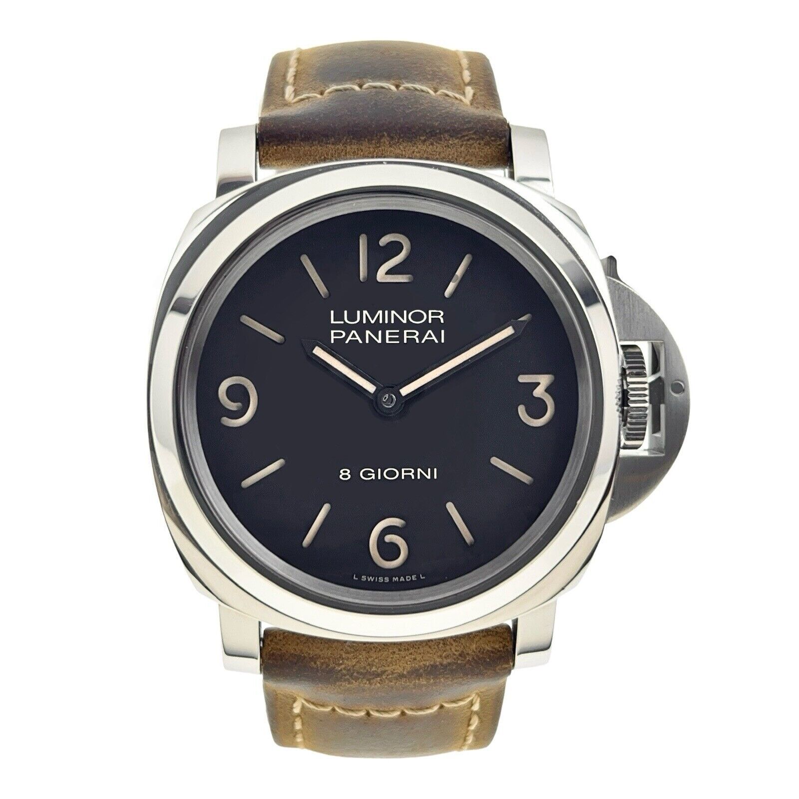 Panerai Luminor Base 8 Days Steel Black 44mm Manual Wind Men’s Watch P ...