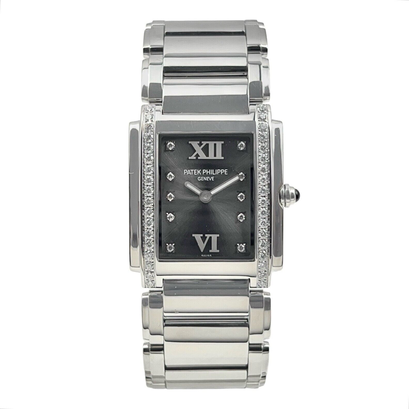 Patek Philippe Twenty 4 Stainless Steel 25mm Quartz Woman’s Diamond Wa ...