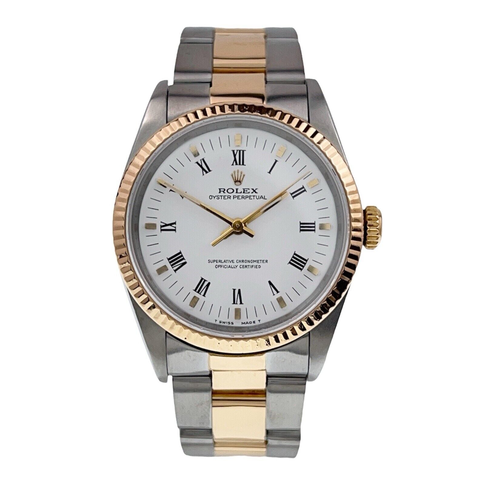 Rolex Oyster Perpetual Gold & Steel White Dial 34mm Automatic Mens Wat ...