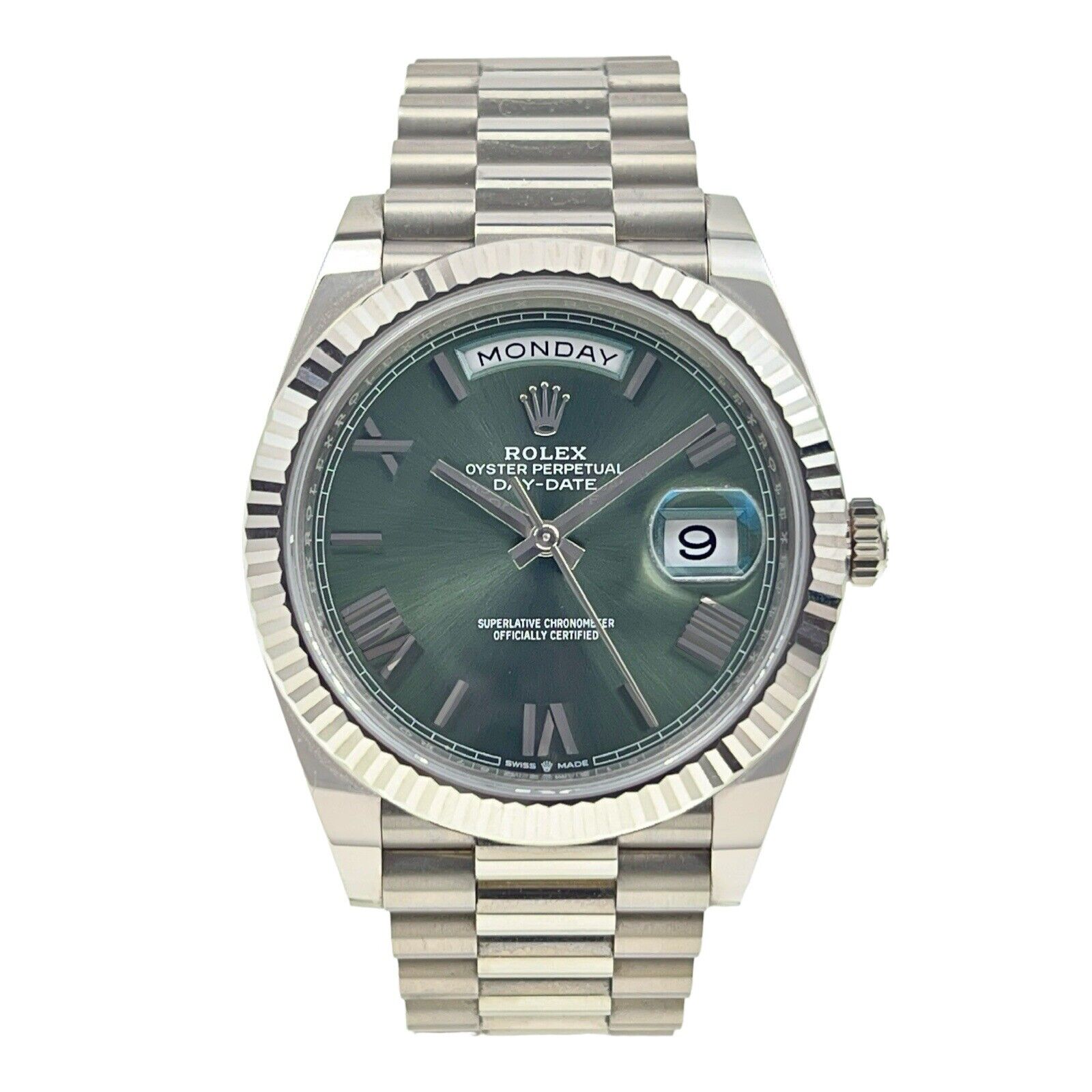2022 Rolex Day Date 18k White Gold Olive Dial 40mm Automatic Men’s Wat ...