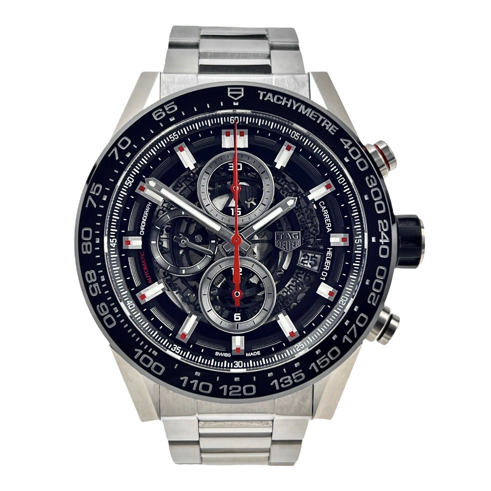 TAG Heuer Carrera Calibre Heuer 01 Black Skeleton CAR2A1W Automatic 43 ...