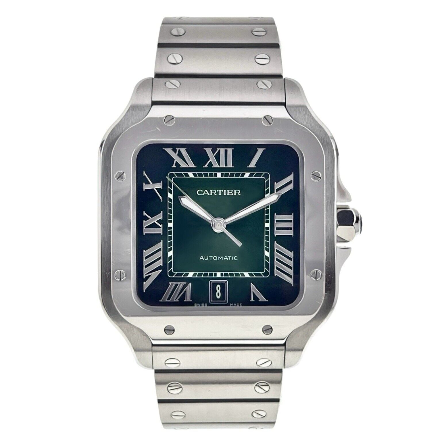 Cartier Santos Steel Green Dial 39mm Automatic Men’s Watch WSSA0062 ...