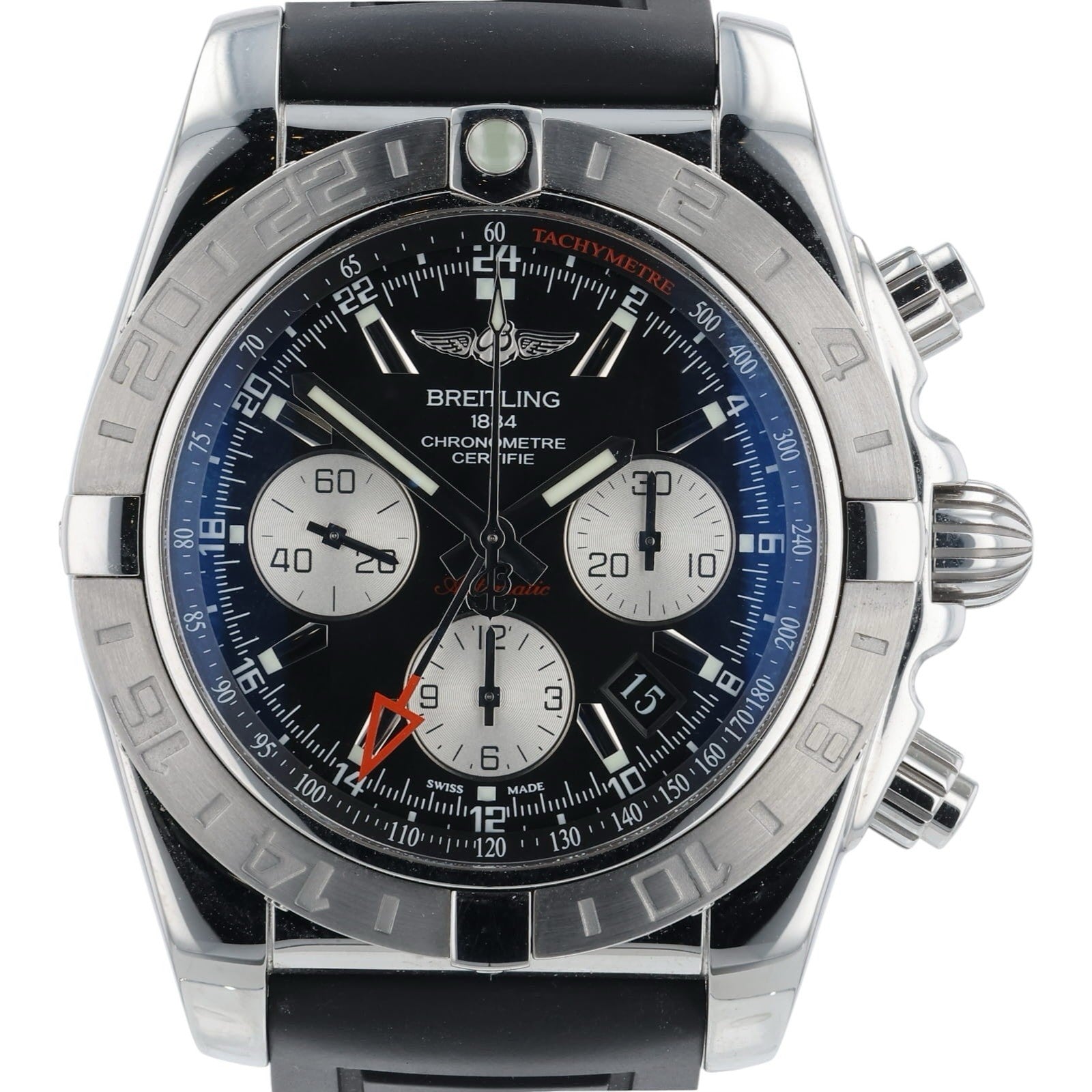 Breitling Chronomat Stainless Steel Black Dial 44mm Automatic Mens Wat ...