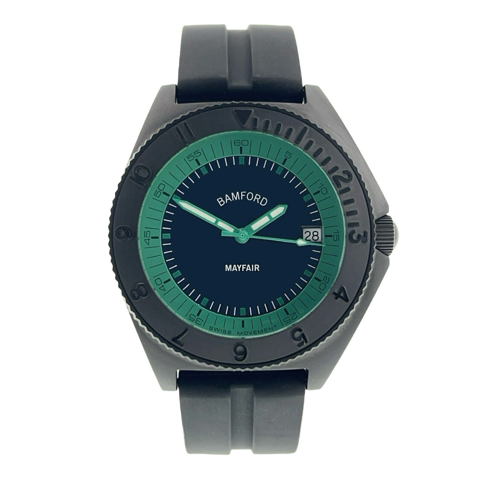 Bamford Rembrandt Mayfair Stainless Steel Black & Green Dial 40mm Quar ...