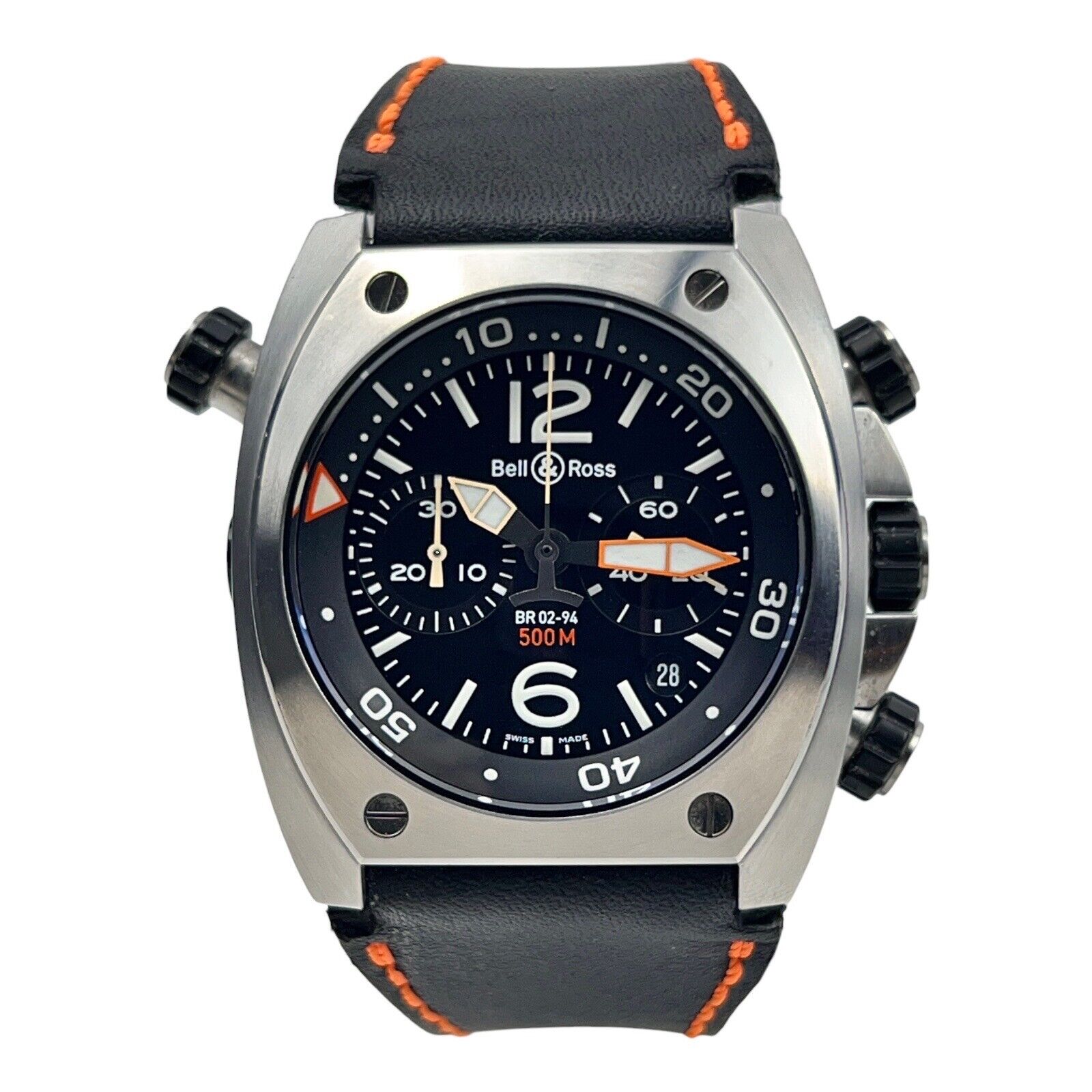 Bell & Ross Men's Black Dial Watch BR02-94 Steel Automatic Chronograph ...