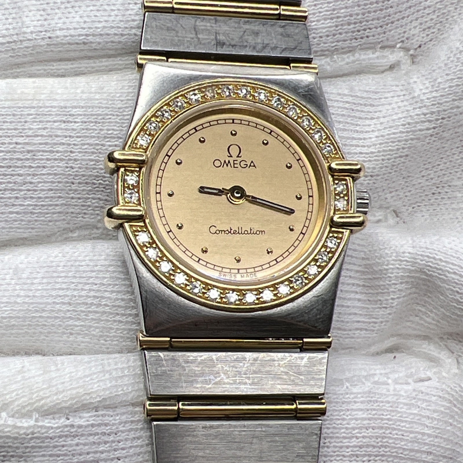 Omega Constellation 18K Gold & Steel Diamond Bezel 1455 Quartz 22.5mm ...
