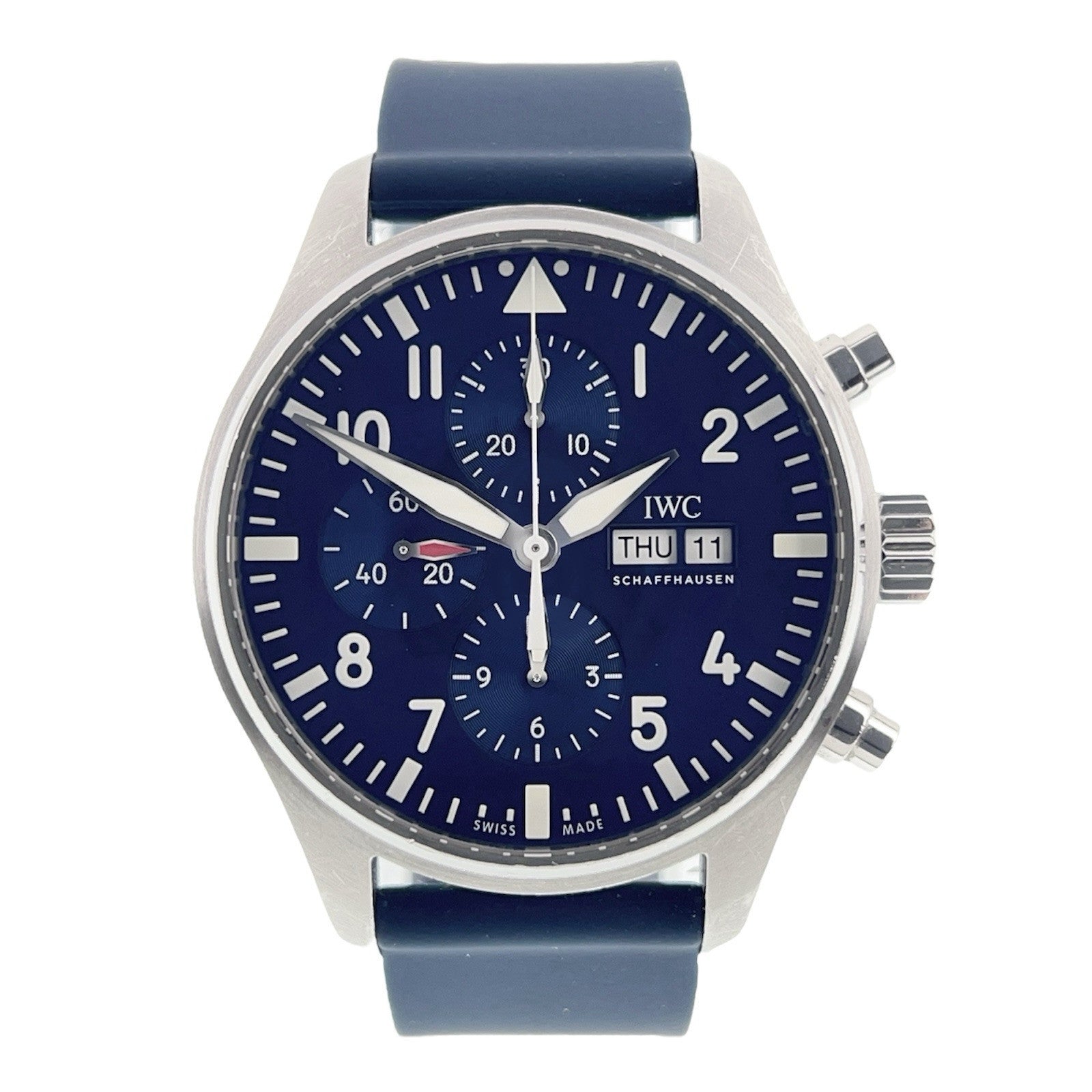 IWC Pilot Chronograph Steel Blue Dial 43mm Automatic Men’s Watch IW377 ...
