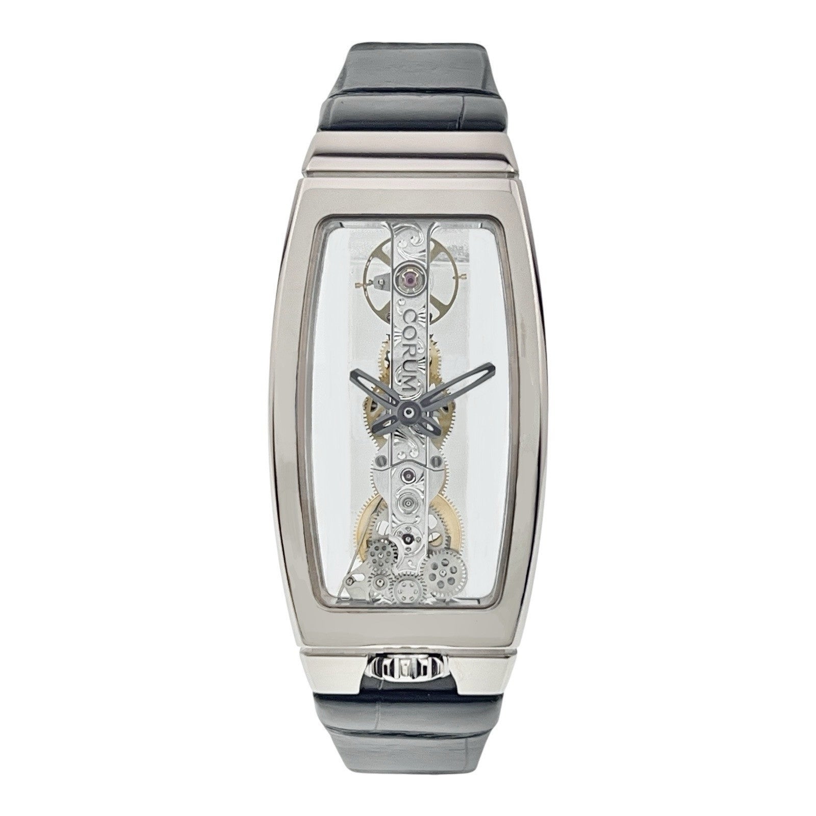 NEW Corum Bridge 18k White Gold Skeleton Dial Manual Wind Watch B113/0 ...
