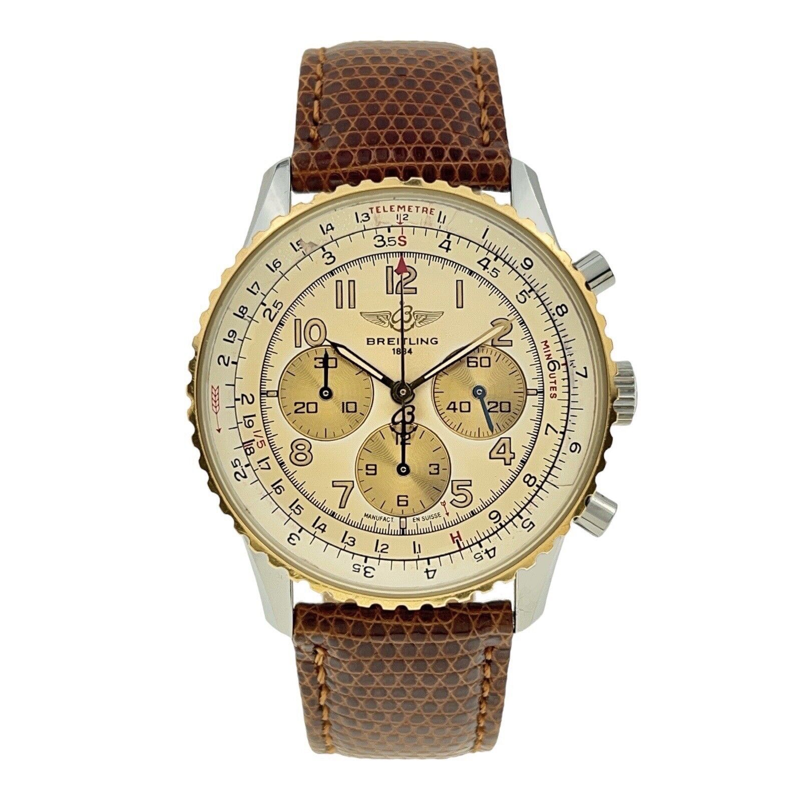 Breitling Navitimer 18k Gold & Stainless Steel White 38mm Automatic Me ...