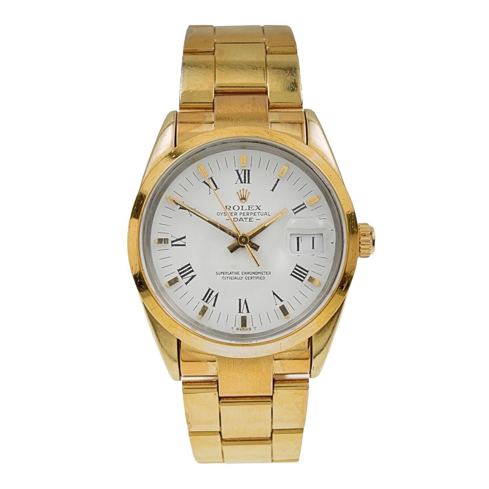 Rolex Oyster Perpetual Date Gold 34mm Automatic Men’s Watch 15505 - B ...